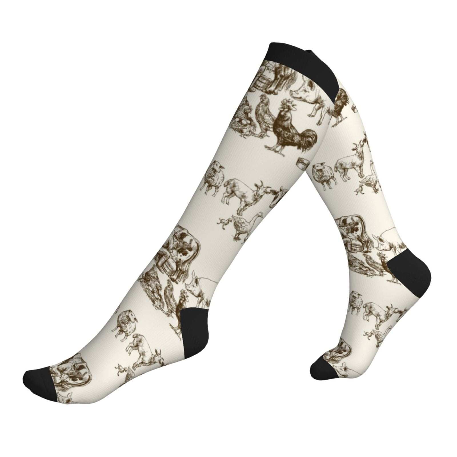 Compression Socks for Women and Men Farm Animals 1 Wide Calf Women ...