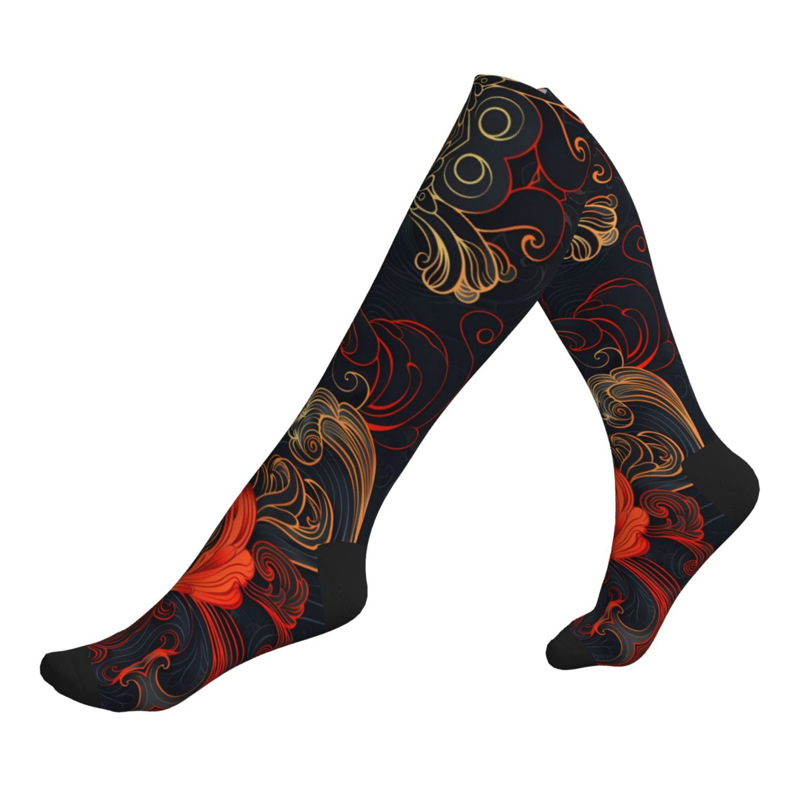 Compression Socks for Women and Men - Fiery Floral Pattern Compression ...