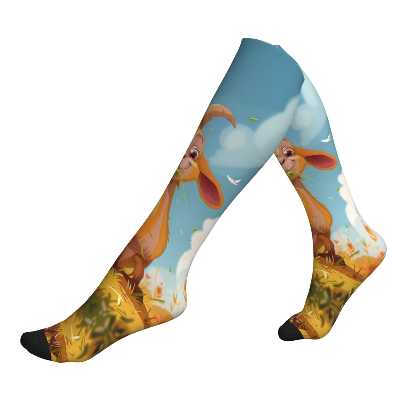 Compression Socks for Women and Men Happy Goat In Meadow Wide Calf ...