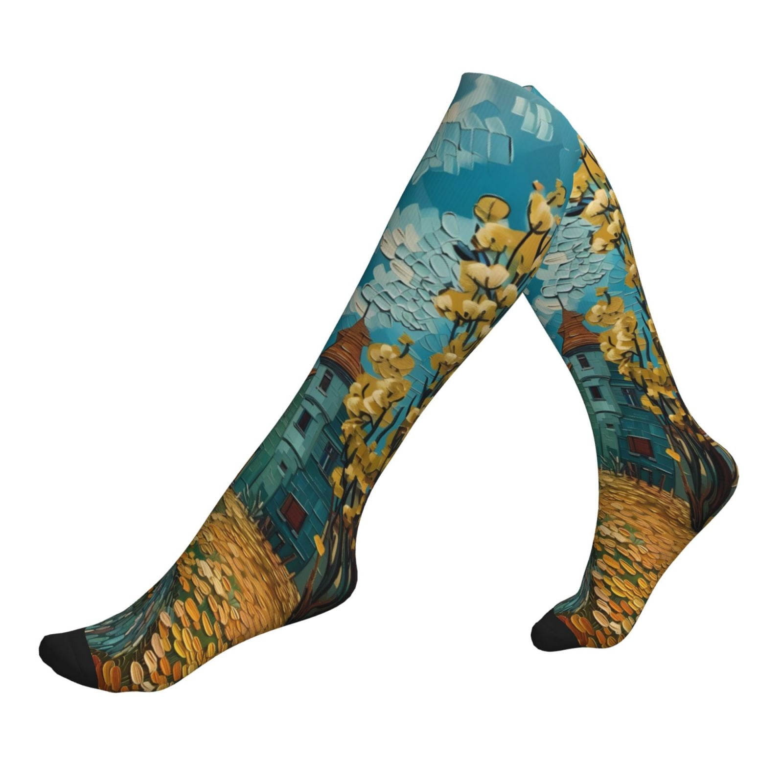 Compression Socks for Women and Men - Impressionist Village Sky ...