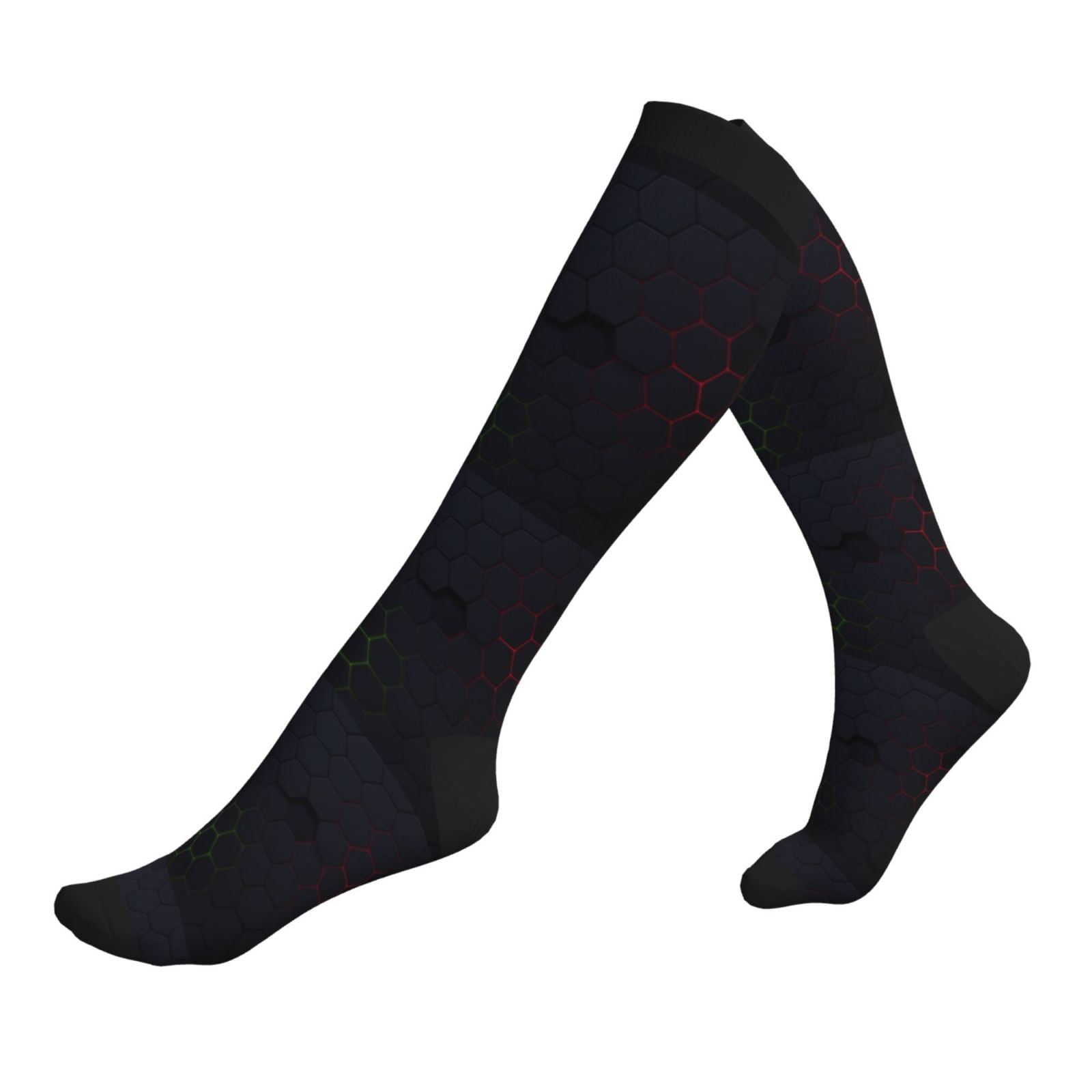 Compression Socks for Women and Men - Modern Hexagonal Neon Grid ...