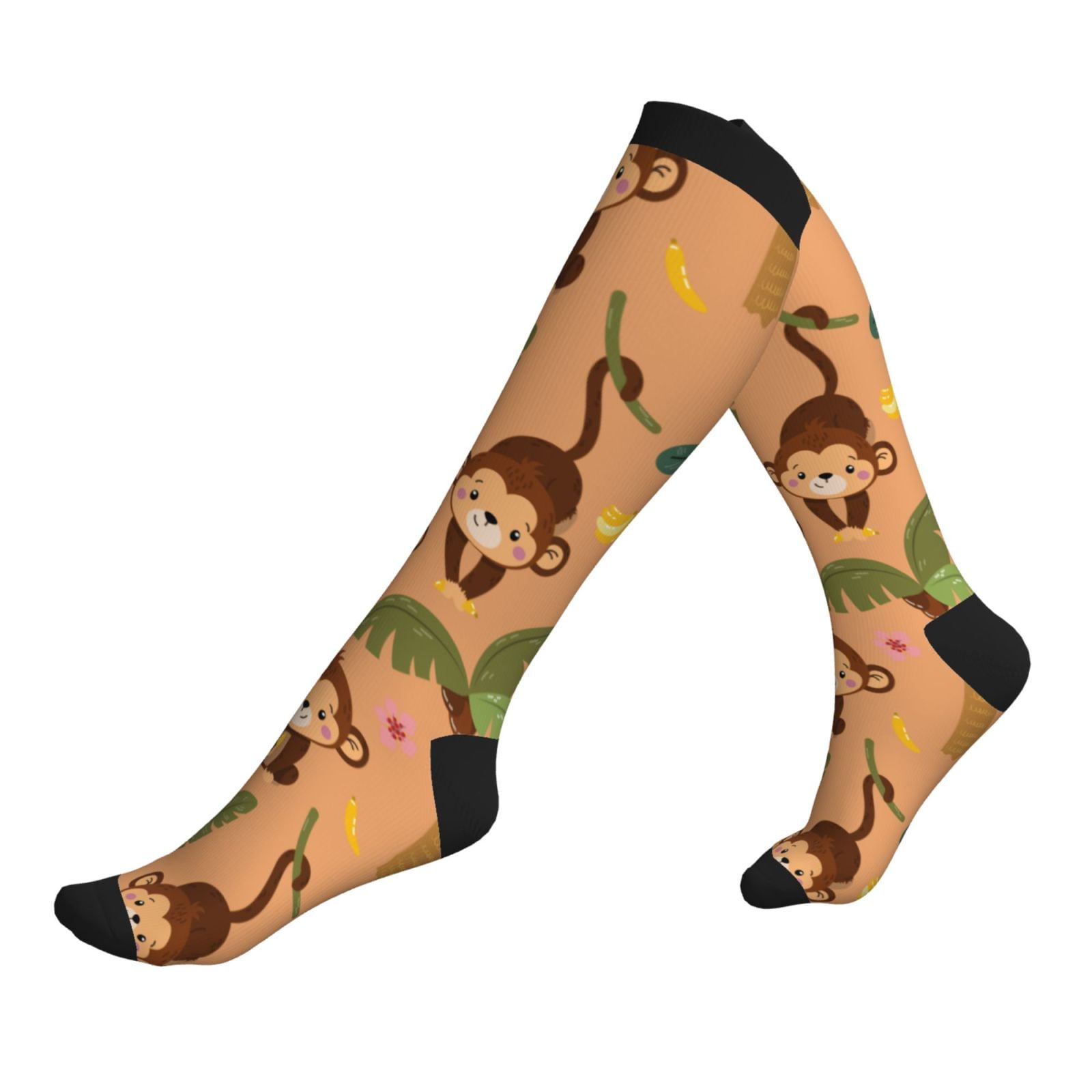 Compression Socks for Women and Men Monkeys Swinging from Palms Wide ...