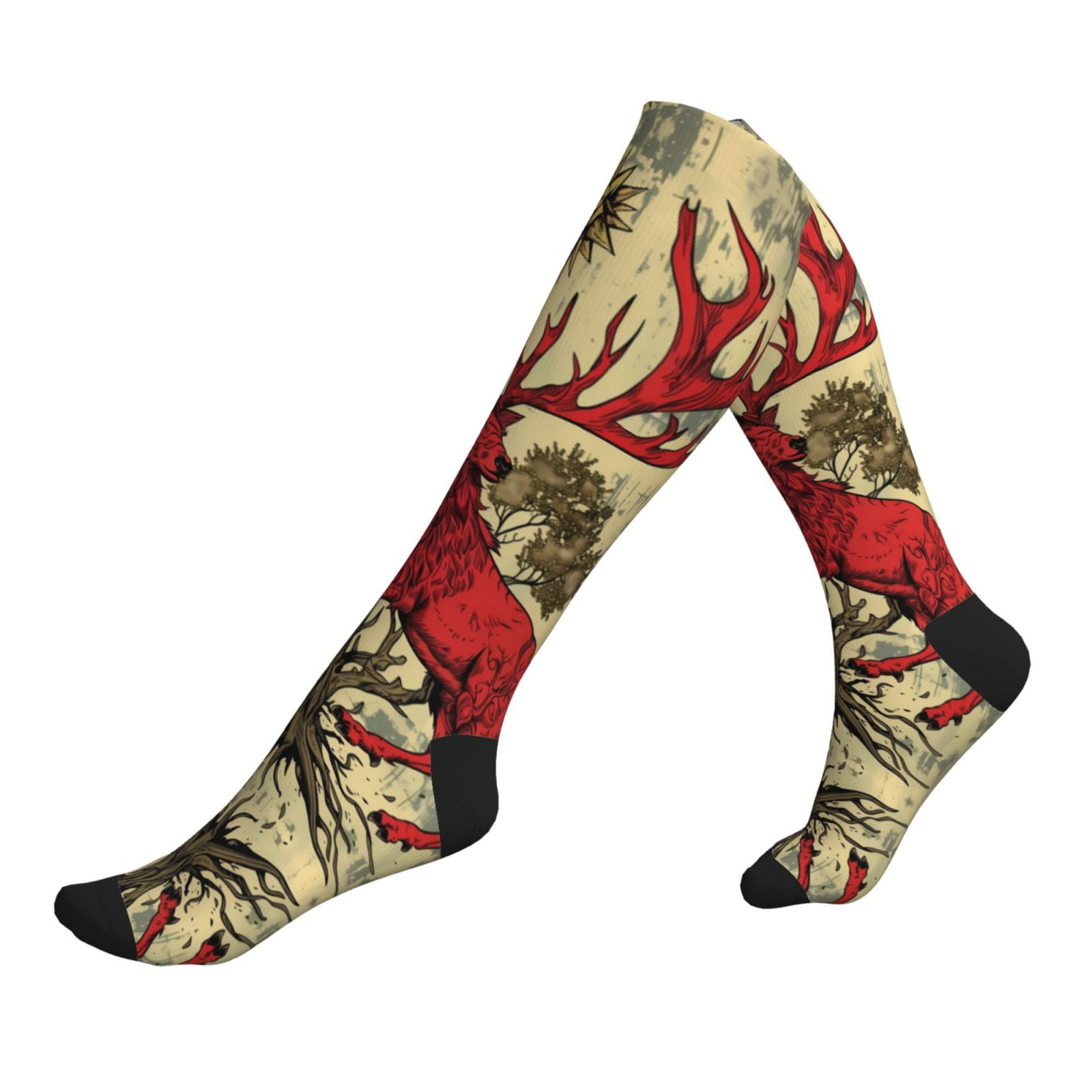 Compression Socks for Women and Men Mythical Red Stag Illustration Wide ...