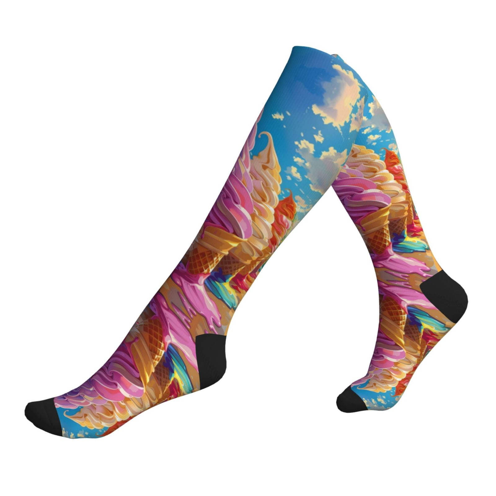 Compression Socks for Women and Men Rainbow Melting Ice Cream Wide Calf Women Compression Socks ...