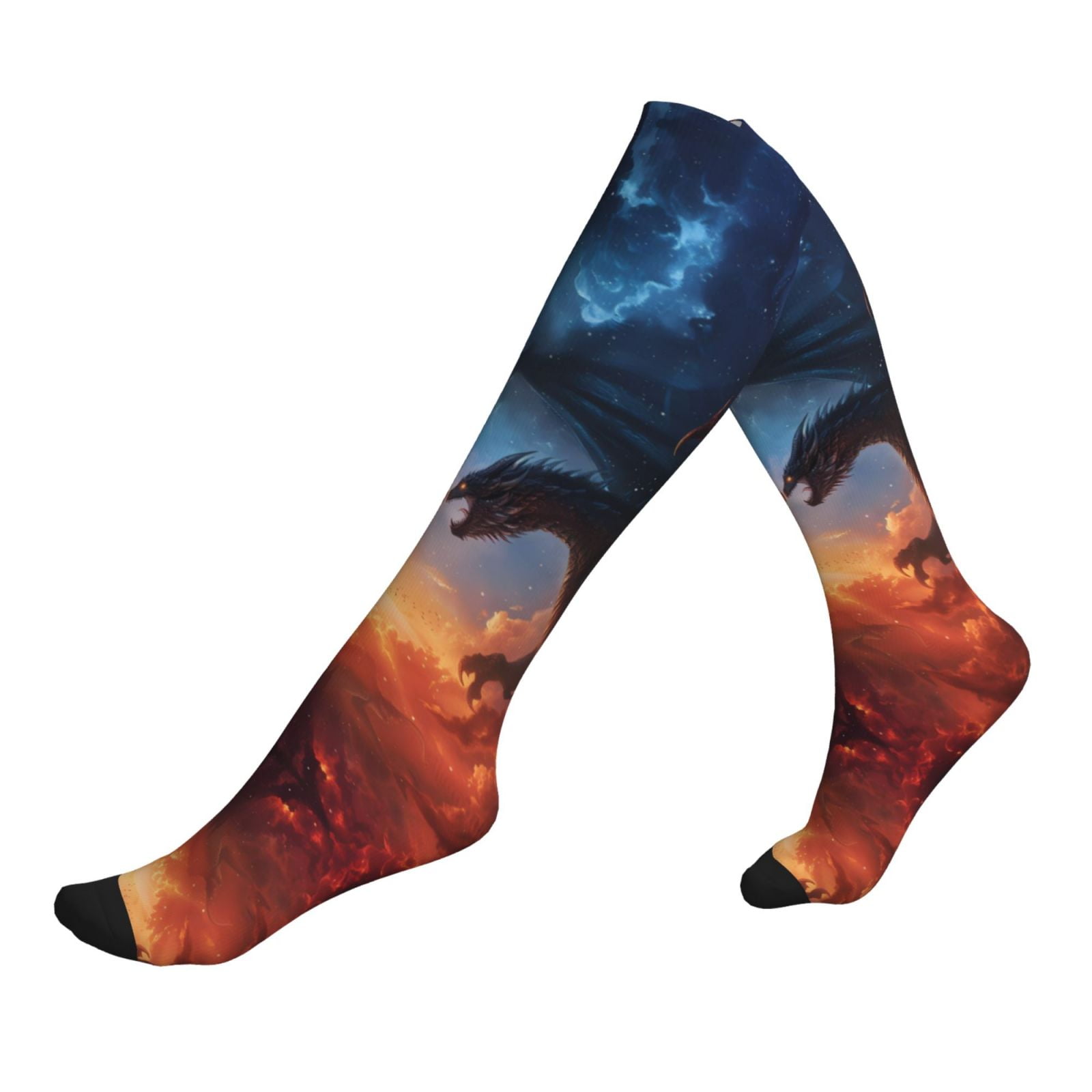 Compression Socks for Women and Men - Red and Blue Fire Cloud Dragon ...