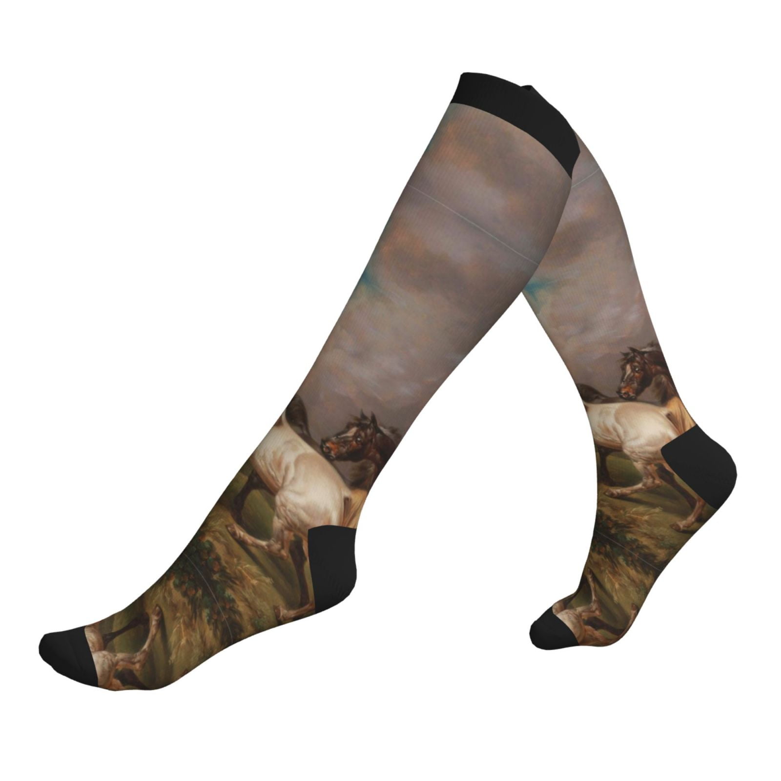 Compression Socks for Women and Men - Three Horses Oil Painting ...