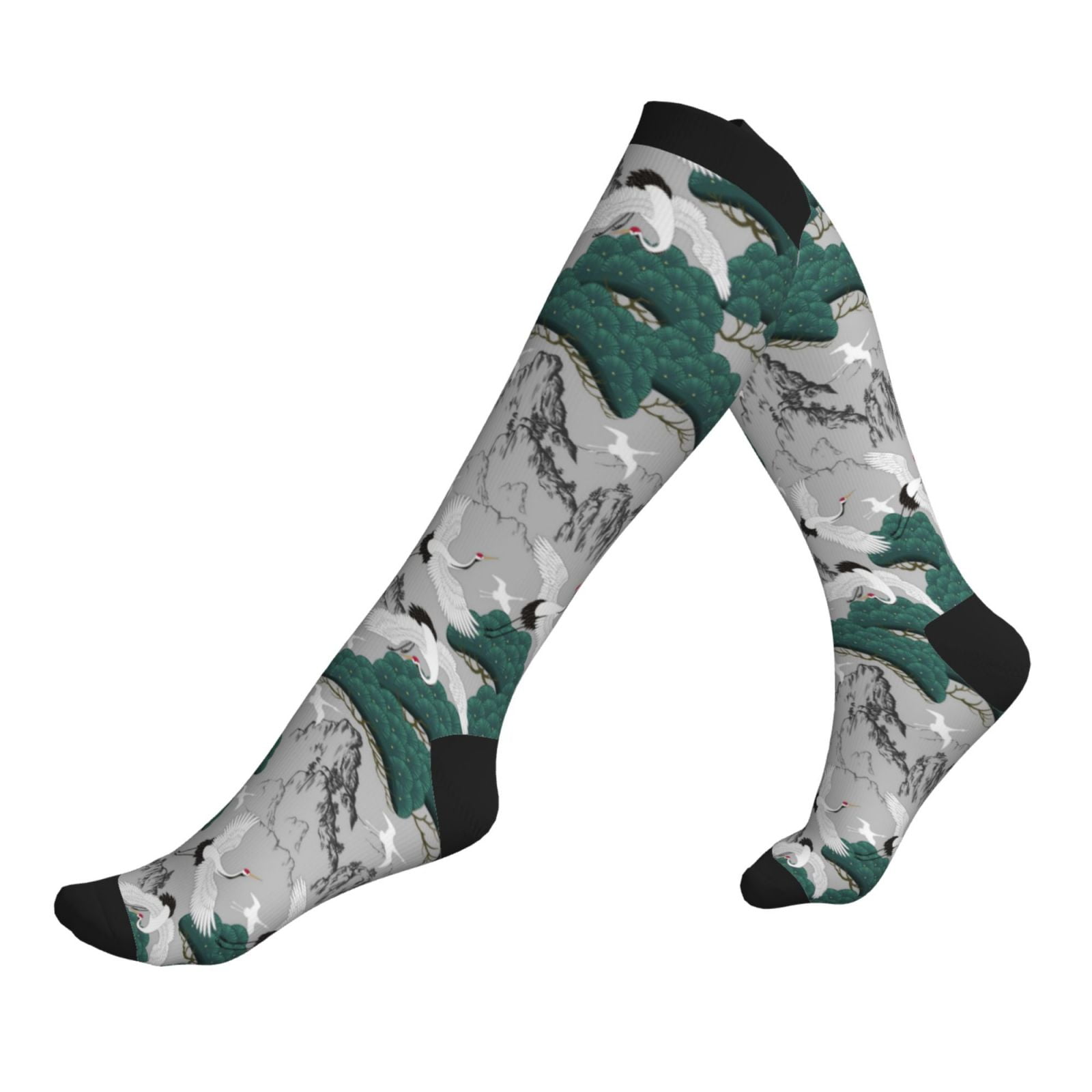 Compression Socks for Women and Men - Tree Cranes Mountains Compression ...