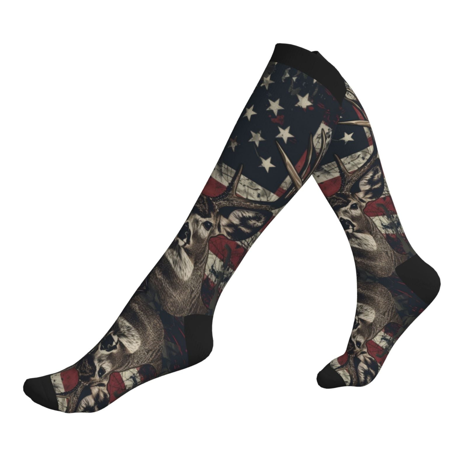 Compression Socks for Women and Men - USA Flag Deer Art Compression ...