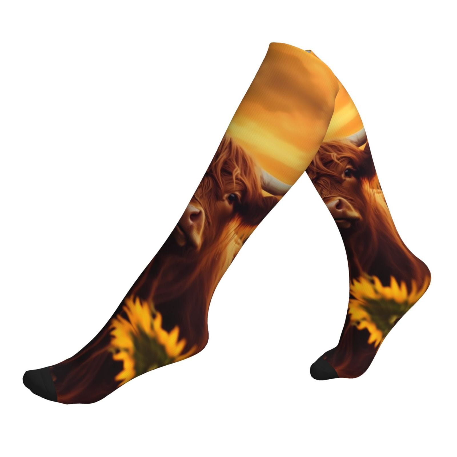 Compression Socks for Women and Men - Vintage Sunflower Cow A ...