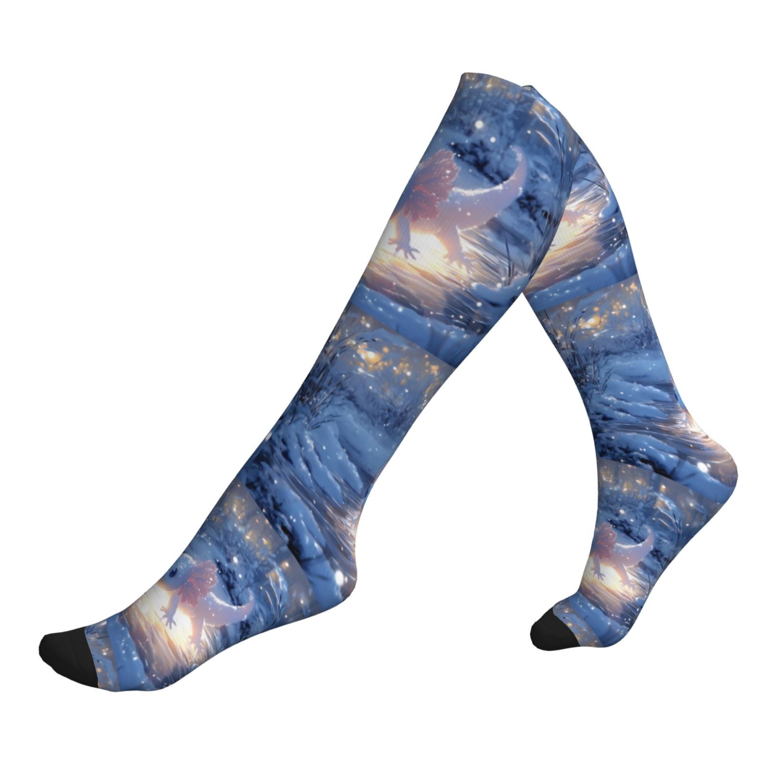 Compression Socks for Women and Men - Winter Axolotl in Frozen Pond A ...