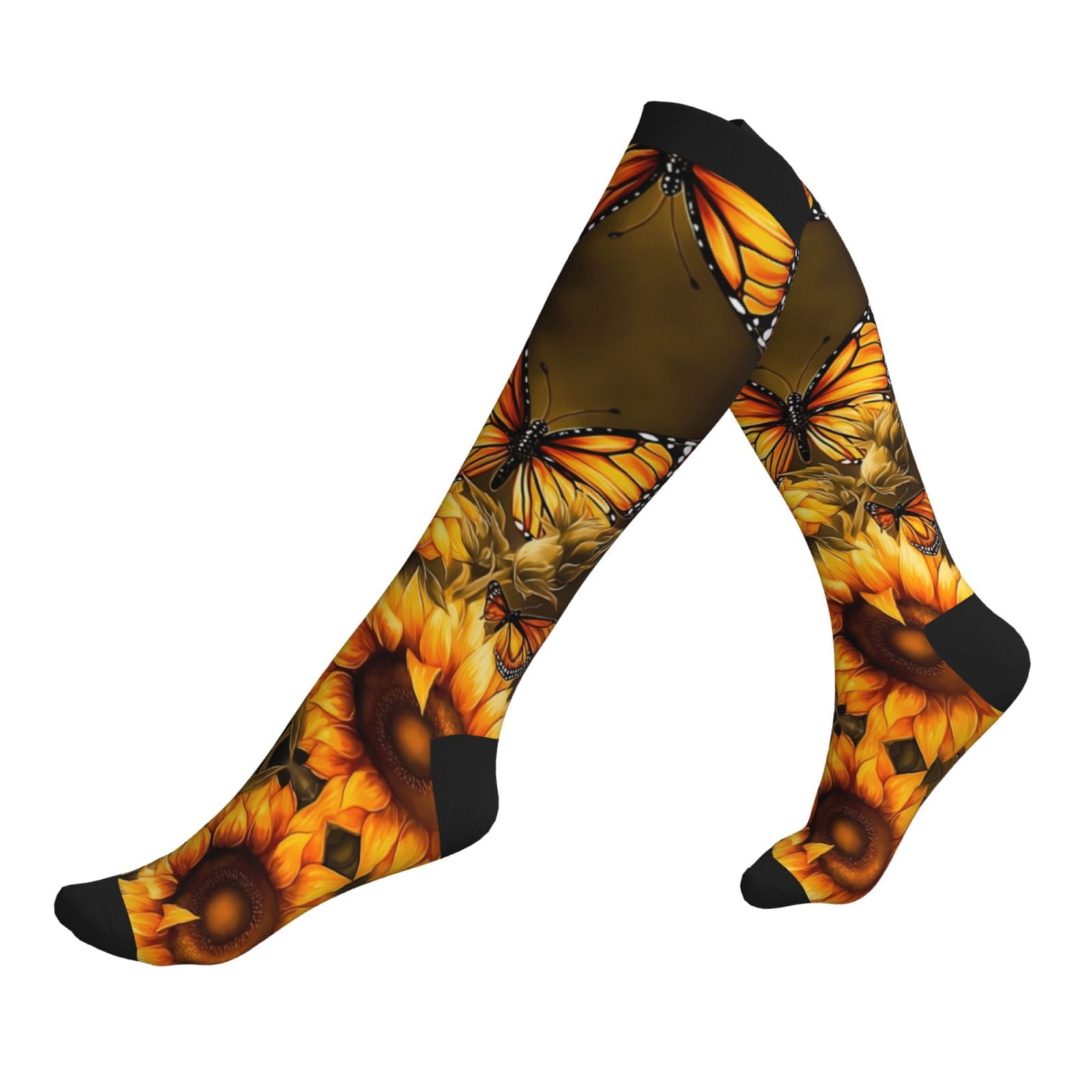 Compression Socks for Women and Men - Yellow Sunflower Butterfly A ...