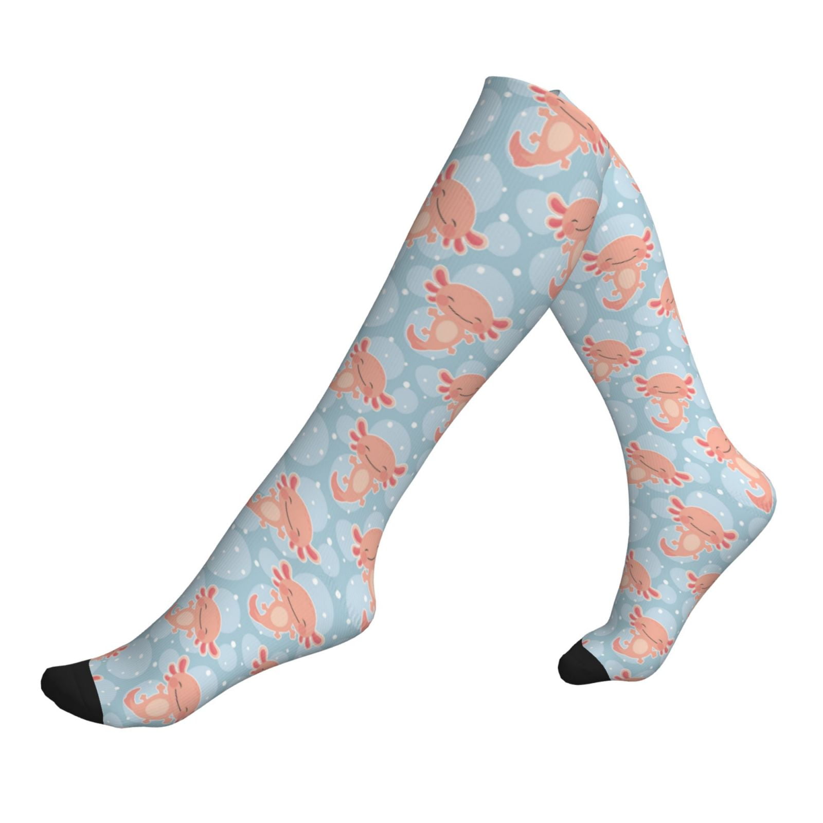 Compression Socks for Women and Men - kawaii axolotl cartoon blue ...