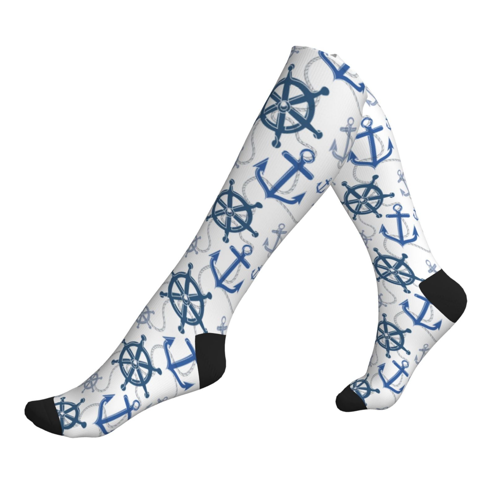 Compression Socks for Women and Men - vintage anchor rope rudder blue ...