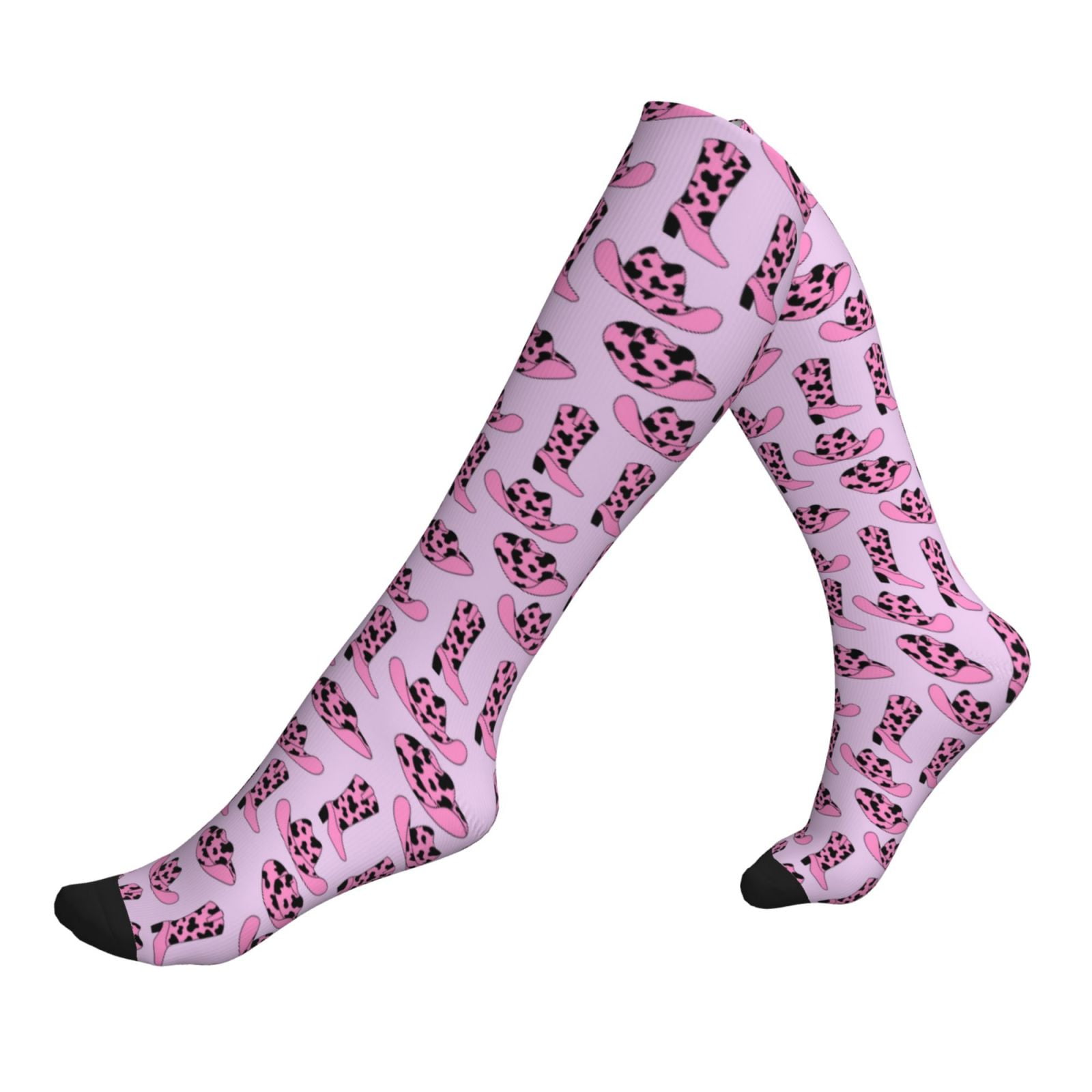 Compression Socks for Women and Men - western cow pink cowboy boots hat ...