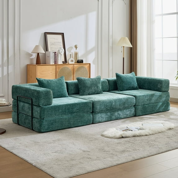 Compression Sofa,Convertible Floor Sofa Bed with Fixed-Shape Frame ...