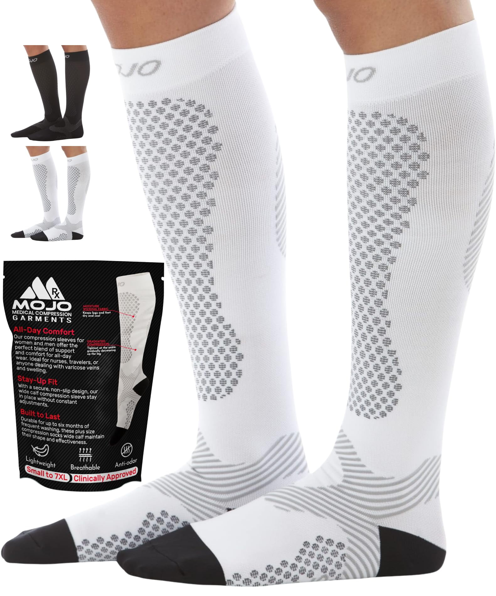 Compression Stockings for Women and Men Circulation 20-30mmHg - White ...