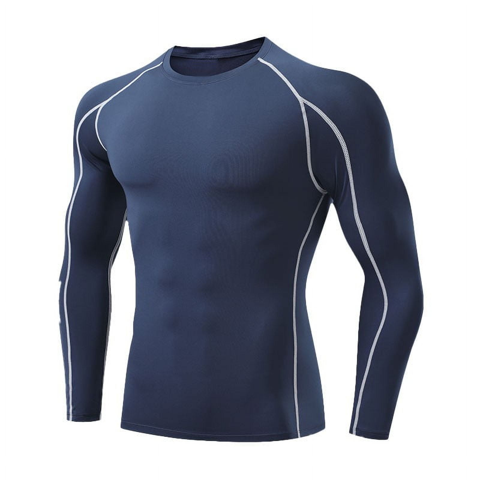 Compression T Shirts for Men Long Sleeve Crewneck Athletic Workout Tees ...