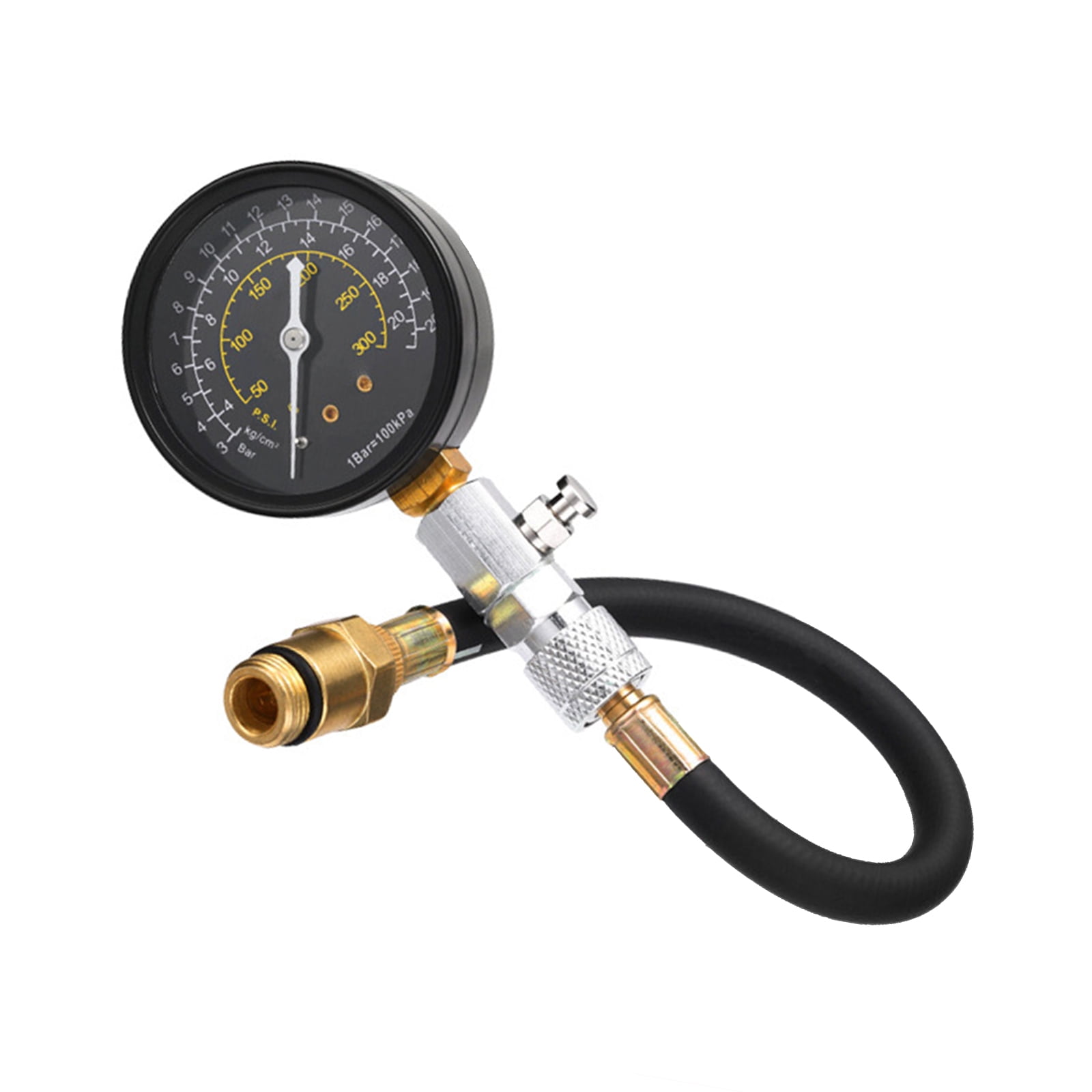 Compression Tester Kit 0-300 PSI Petrol Gas Engine Cylinder Pressure ...