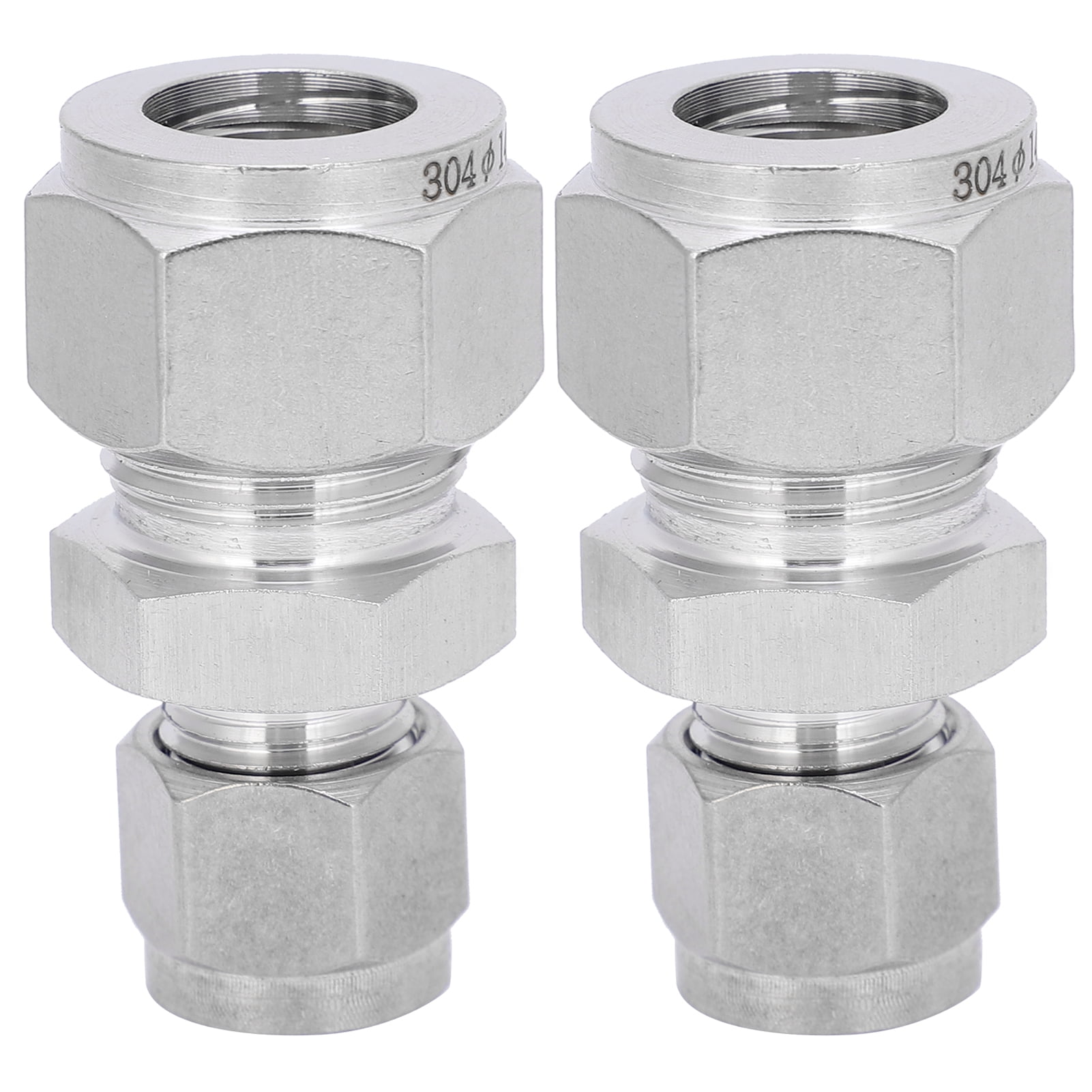 Compression Tube Connector, Straight, Fits Ф8-Ф14 Pipes Stainless Steel ...