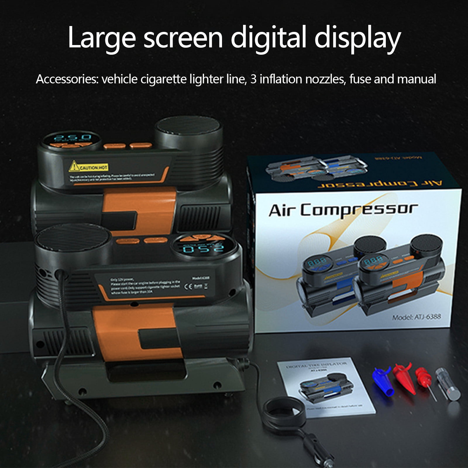 Compressor Tire Inflator, 12V Portable Compressor, Auto Tire Pump With ...