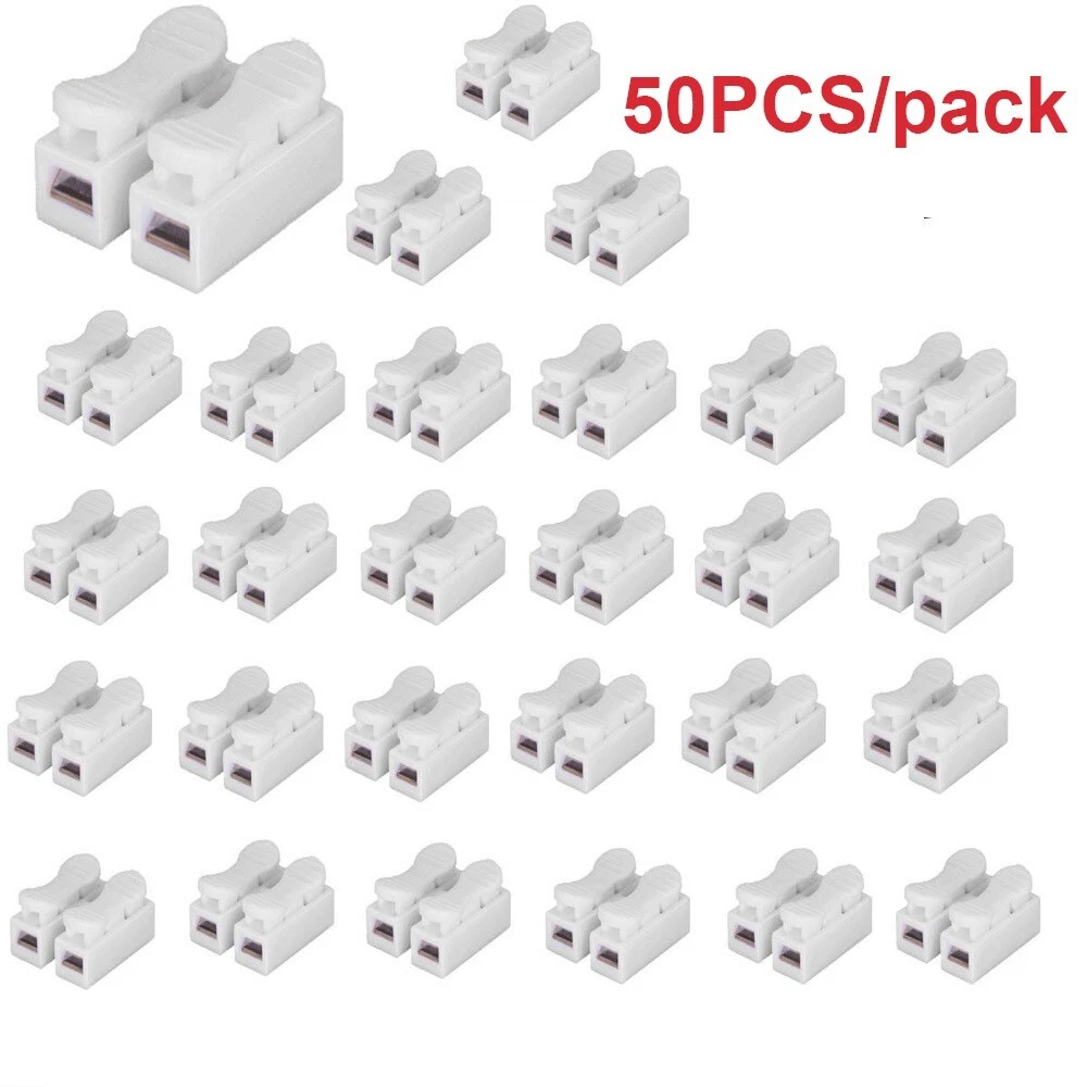Compstudio 50Pcs Ch2 Quick Connector Cable Clamp Terminal Block Spring ...