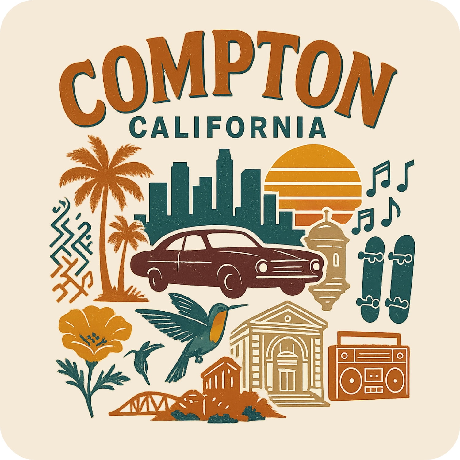 Compton California Keepsakes Souvenir Vinyl Sticker – Destination ...