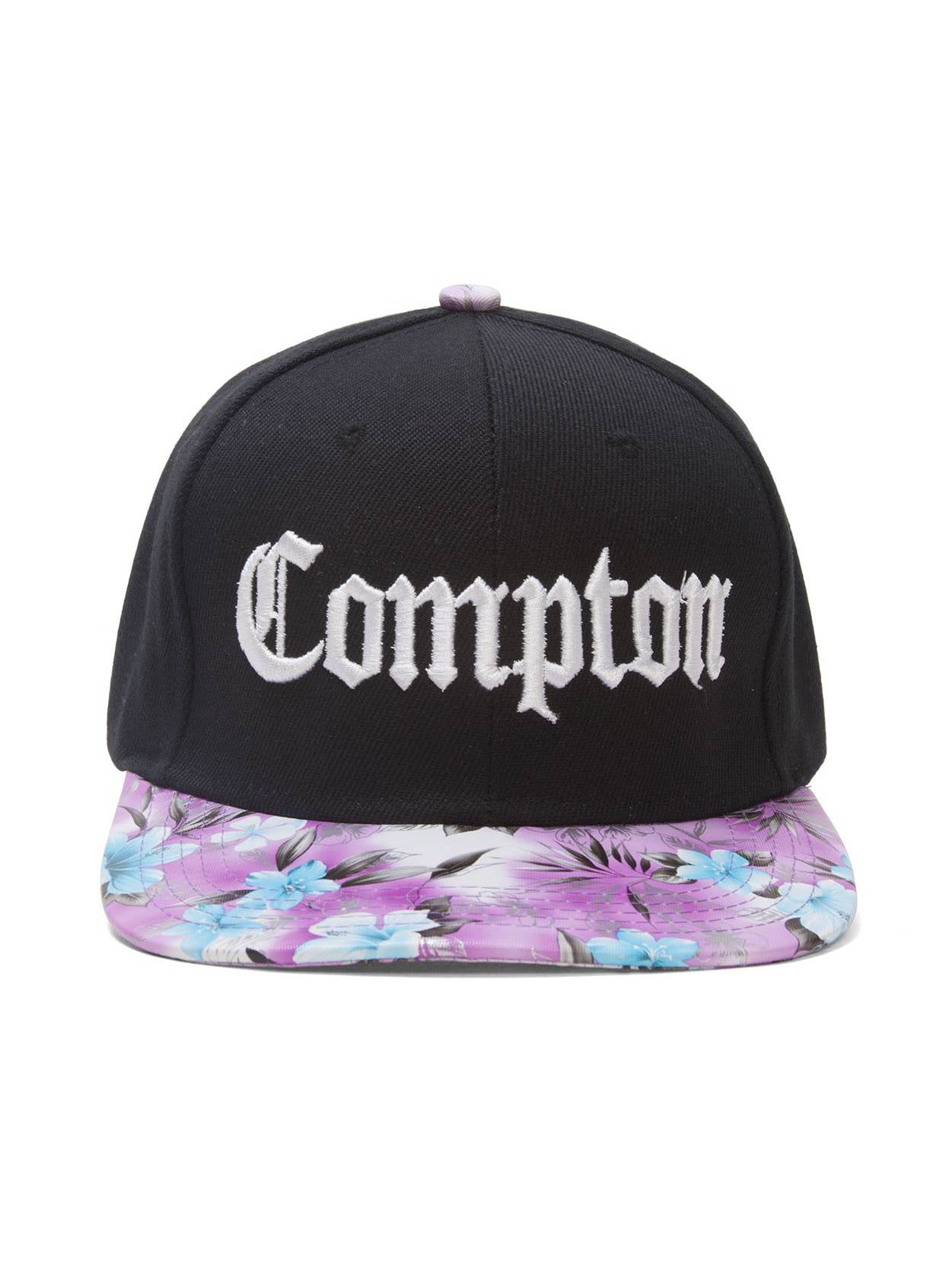 Compton Olde English Adjustable Snapbacks - Black/Lavender Floral ...