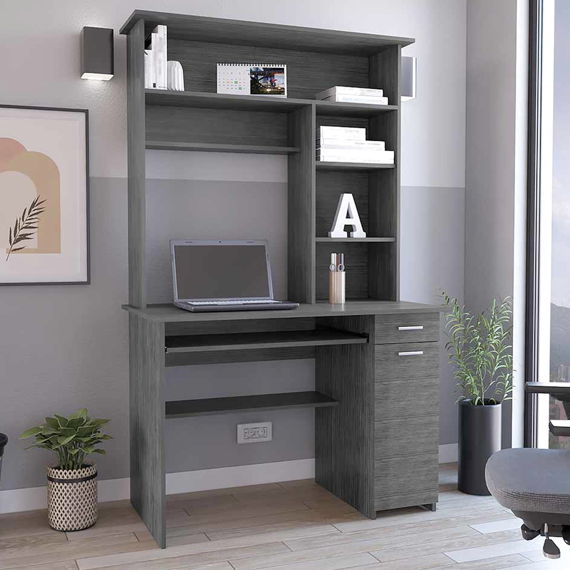 Compu Hutch Desk with Retractable Keyboard Space | Suitable for ...