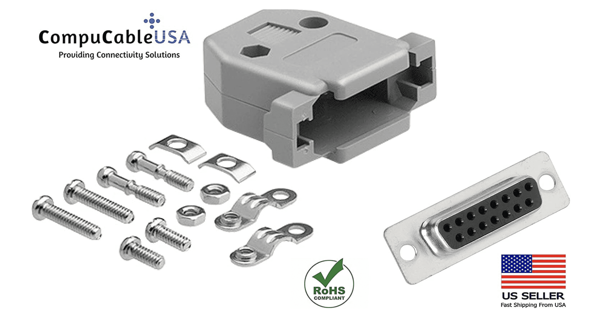 CompuCablePlusUSA.com Best DB15 Female Solder Cup Connector Kit With ...