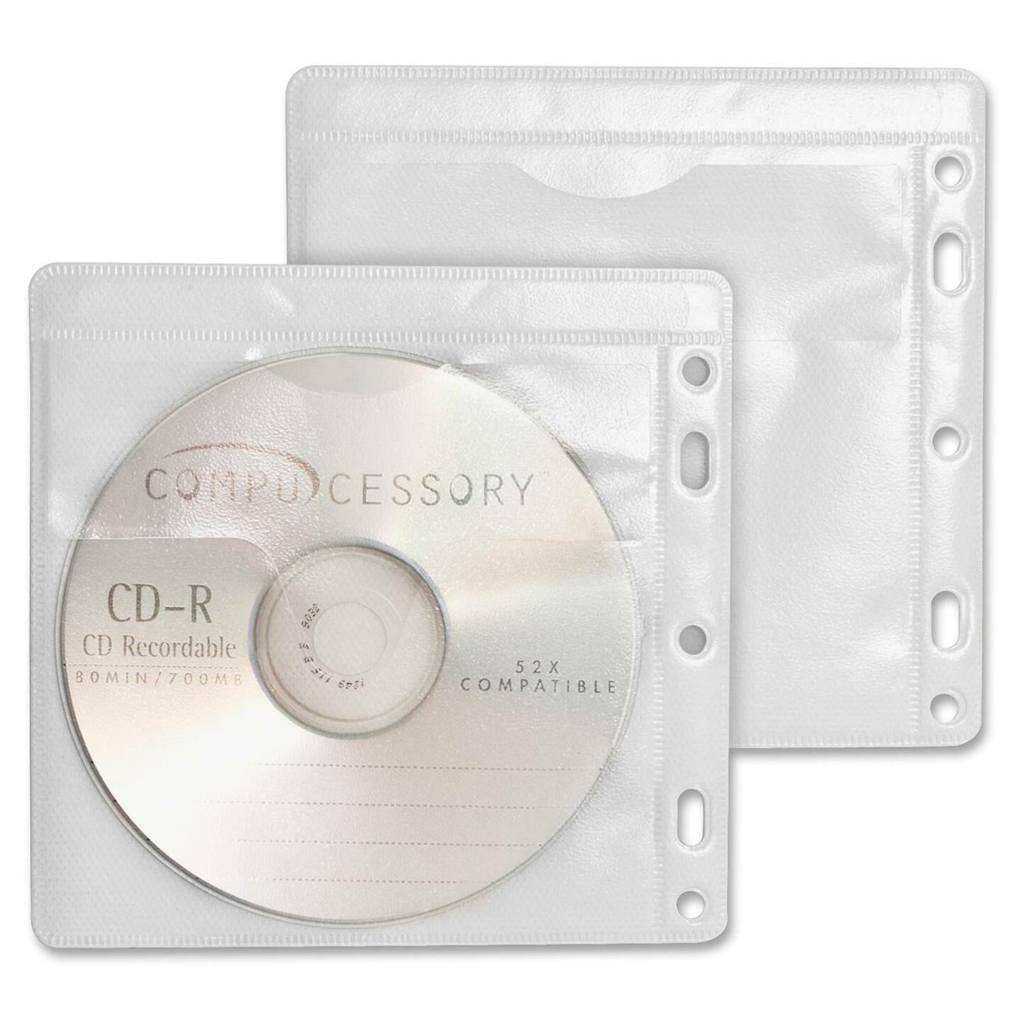 Double-Pocket CD/DVD Sleeve - 2 x CD/DVD Capacity - Ring Binder - White ...