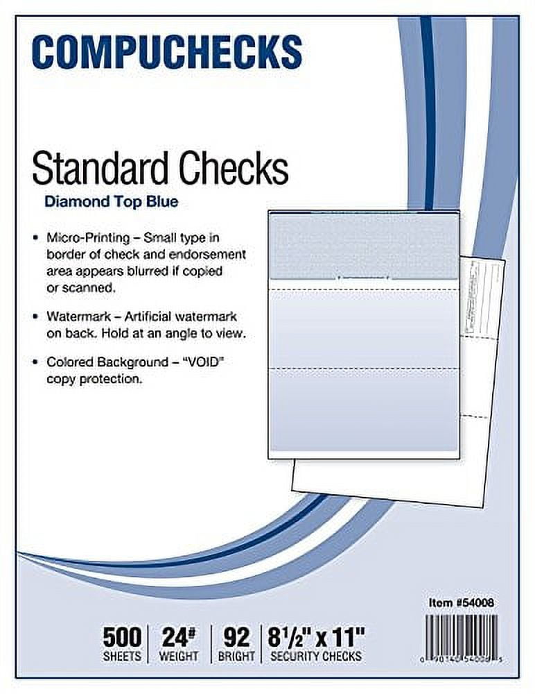 Compuchecks 2002 Blank Check Stock, 500 Pack, Anti-Fraud Protection ...