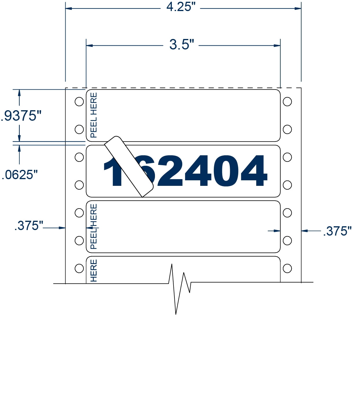 Compulabel 162404, 3-1/2" x 15/16" Pinfeed "Peel Here" Piggyback Labels ...