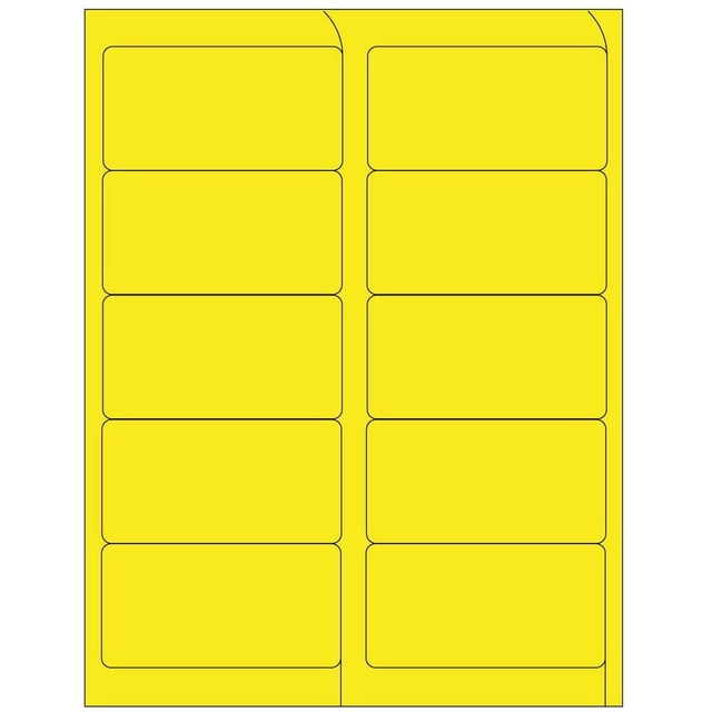 Compulabel 312186 Fluorescent Yellow Address Labels for Laser Printers, 4 x 2 Inch, Permanent ...