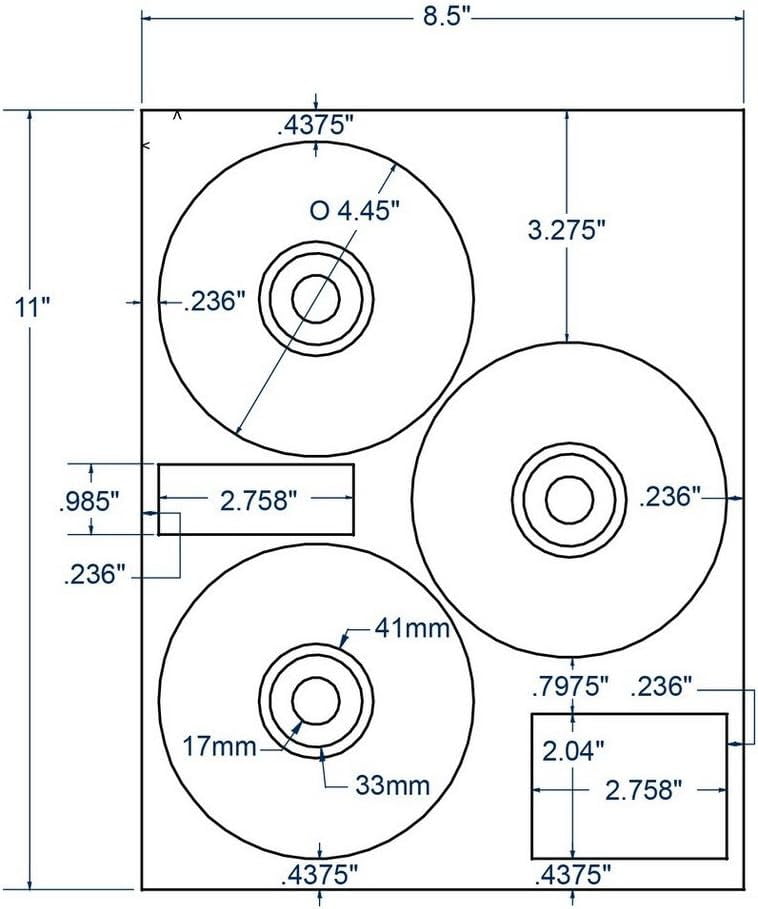 Compulabel 312737 White CD/DVD 3 up HP Layout Labels for Laser and ...