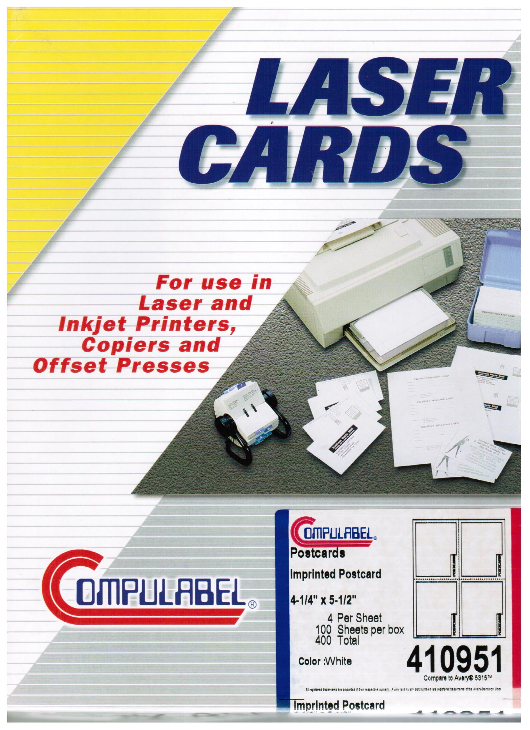 Compulabel (410951) Laser and Inkjet Printer Postcards (4-1/4" x 5-1/2 ...