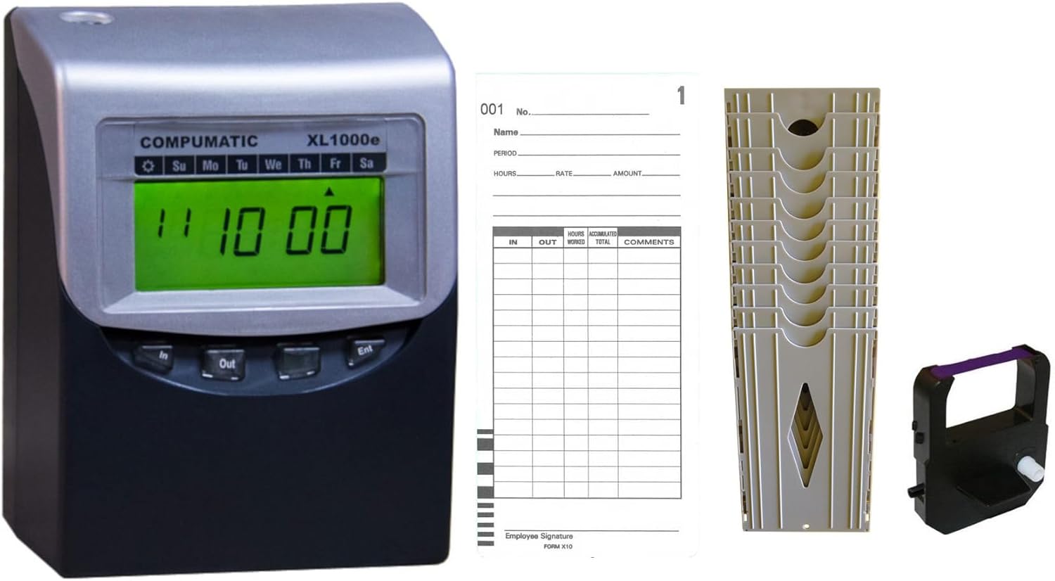 Compumatic XL1000e Calculating Time Recorder Bundle with 100 Cards ...