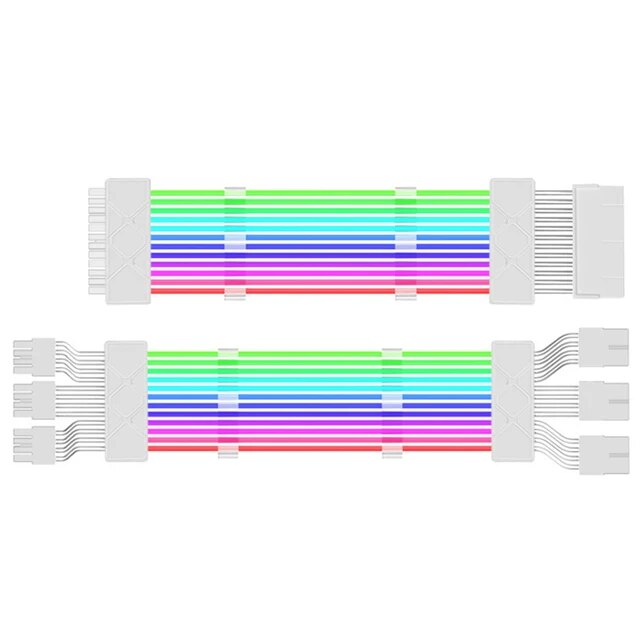 Computer 18AWG ARGB Sync PSU Power Supply Extension Cable Kit ATX 24PIN ...
