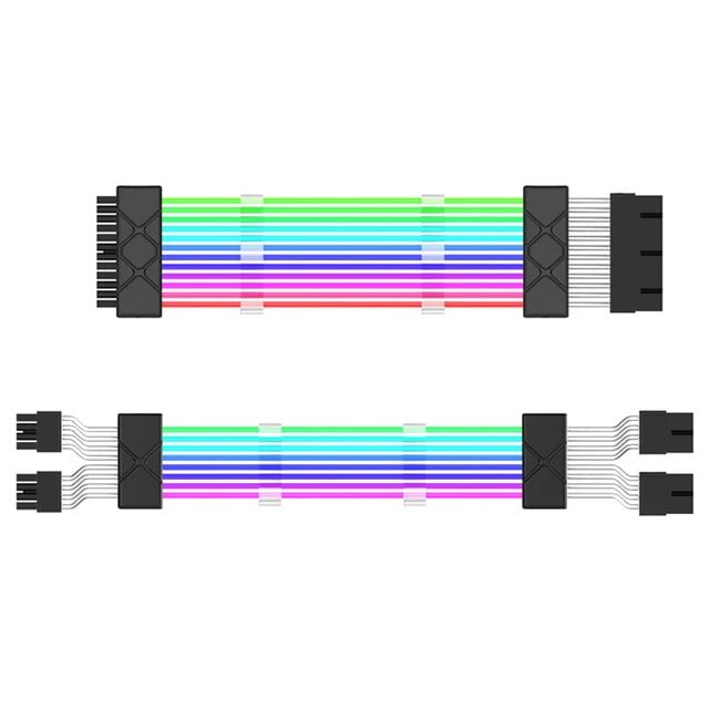 Computer 18AWG ARGB Sync PSU Power Supply Extension Cable Kit ATX 24PIN ...