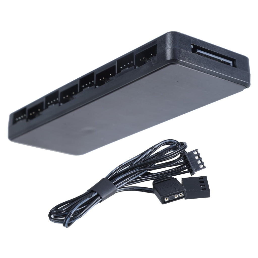 Computer Case Fan Hubs for 8 ARGB PWMs Fans, SATAs Powered with Remote ...