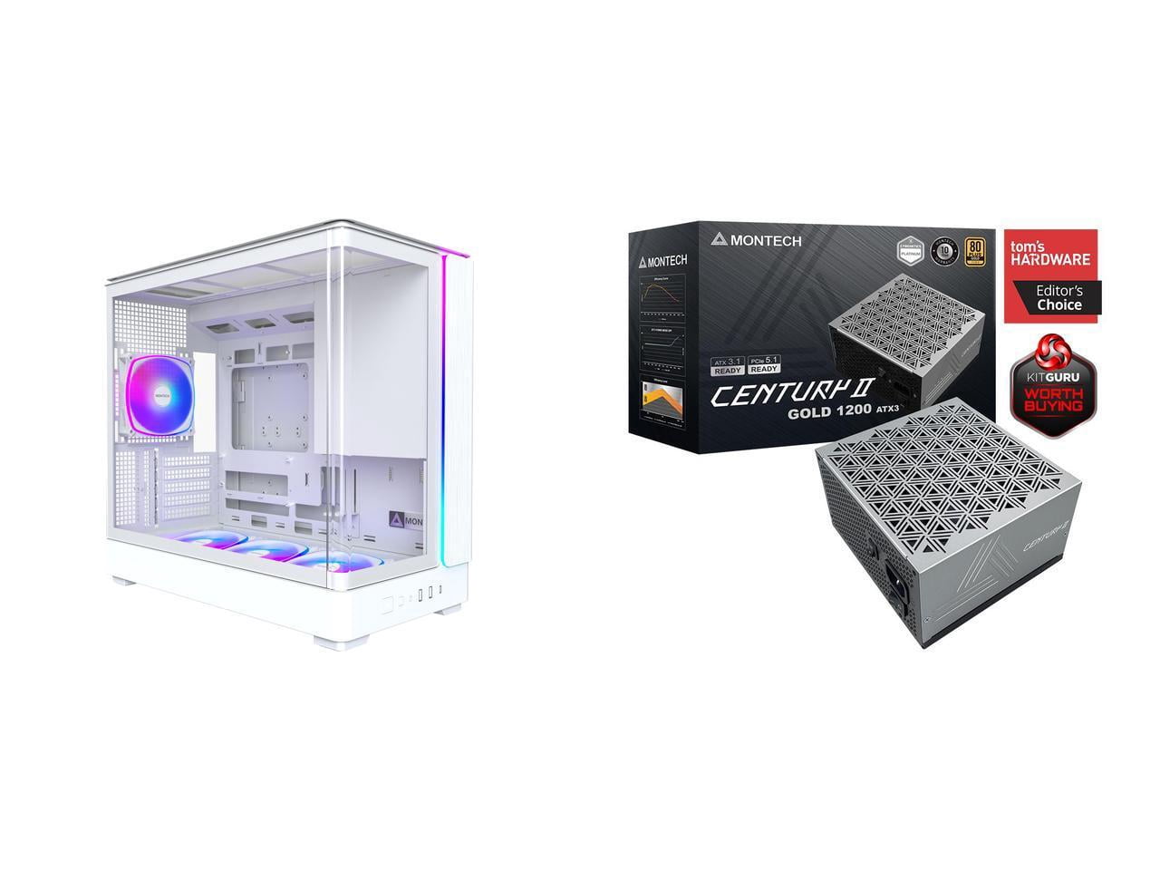 Montech Computer Case PSU Combo -KING 15 PRO (W) Bundle with Century II ...