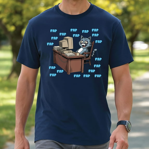 Computer Cat Meme T-Shirt – Funny Retro Desk Cat Graphic Tee, Humor ...