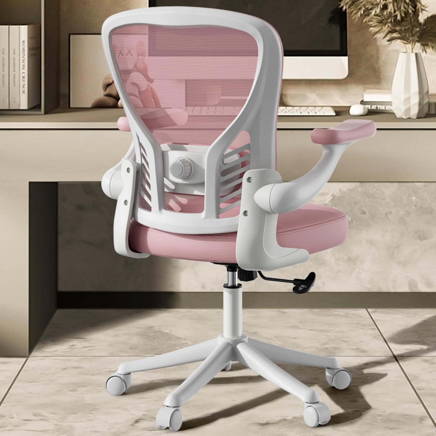 Computer Chair with Wheels Mesh Chair with Flip Up Arms Adjustable ...