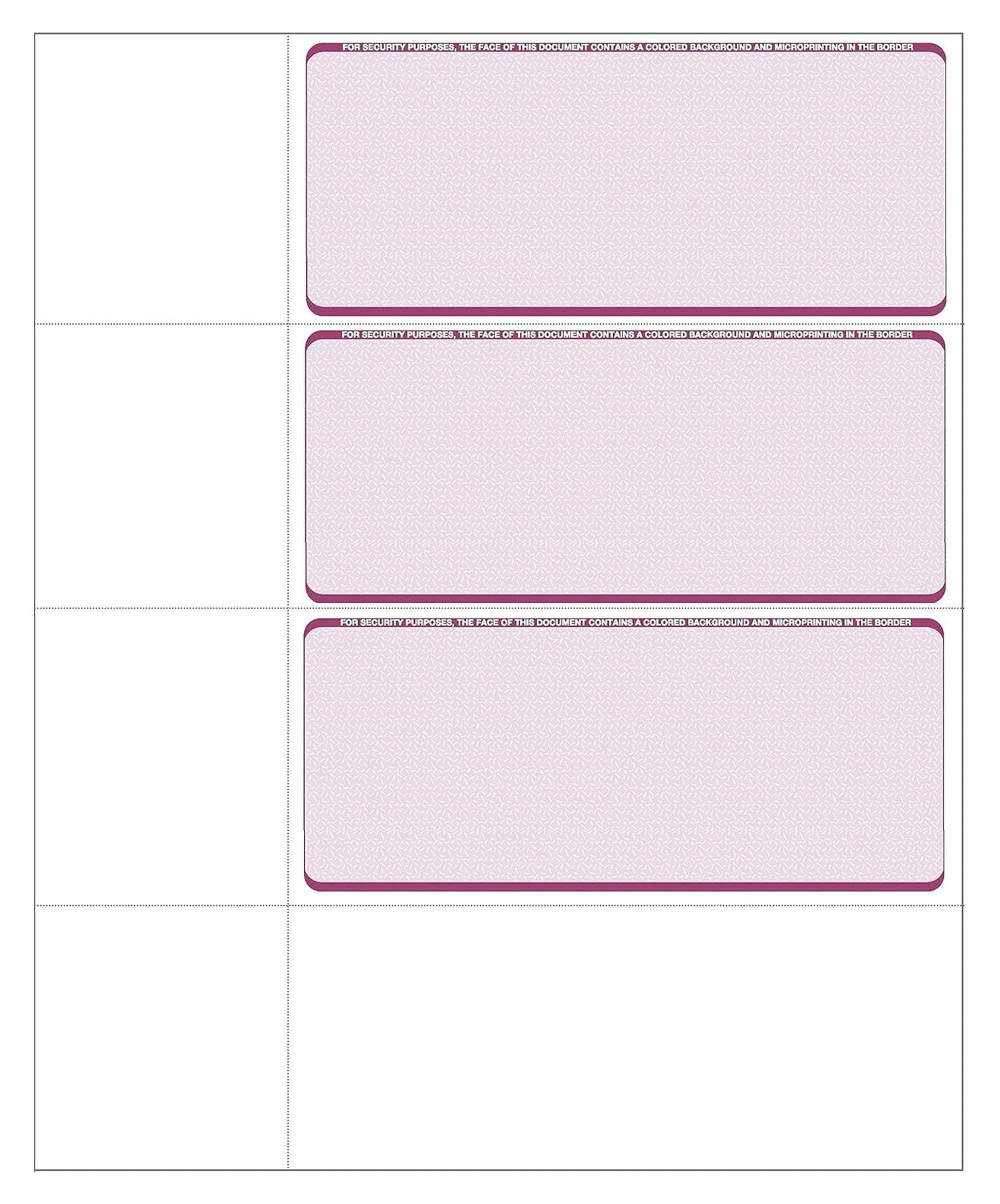 Computer Check Paper - Blank Personal Wallet Checks 3 on a Page ...