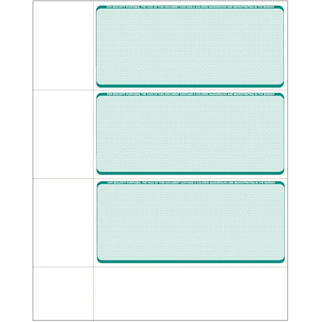 Computer Check Paper - Blank Personal Wallet Checks 3 on a Page ...
