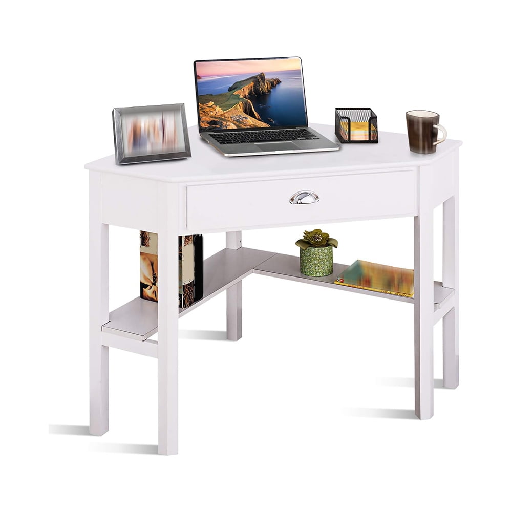 Computer Corner Desk, Wood Compact Home Office Writing Workstation ...