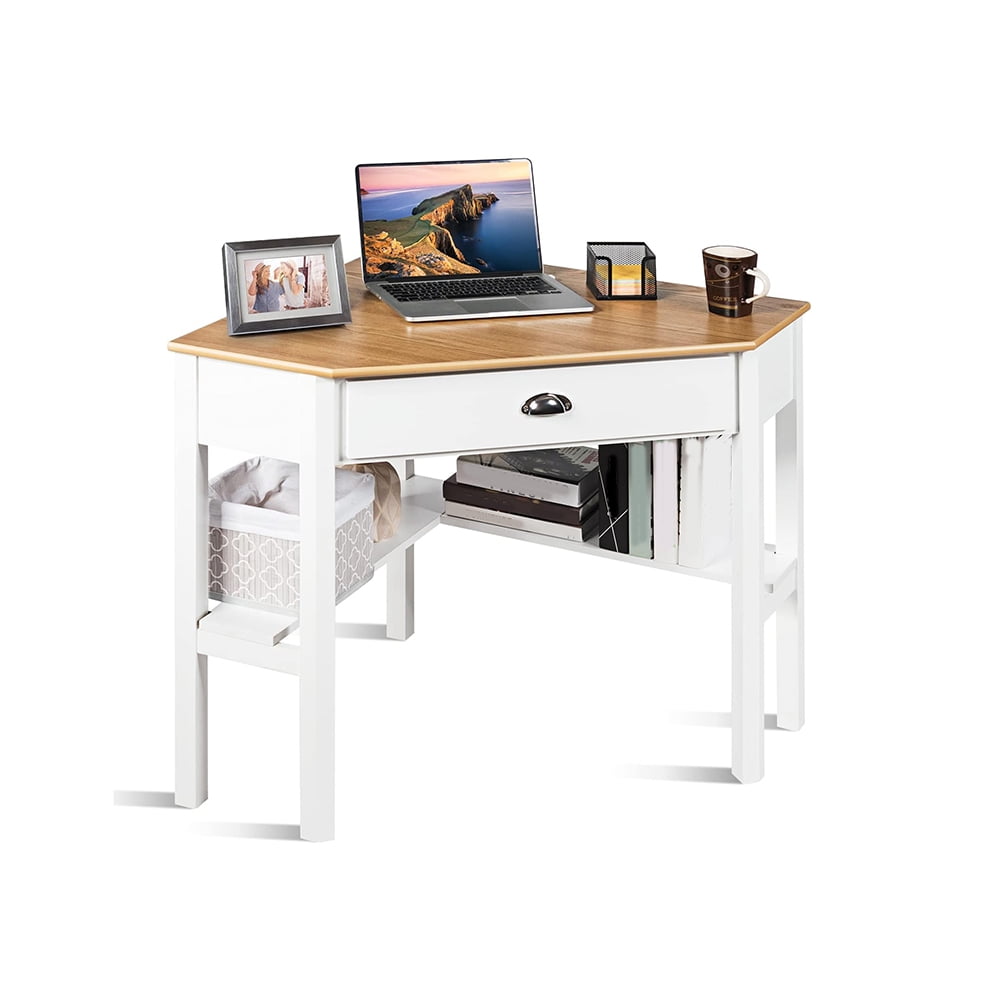 Computer Corner Desk, Wood Compact Home Office Writing Workstation ...