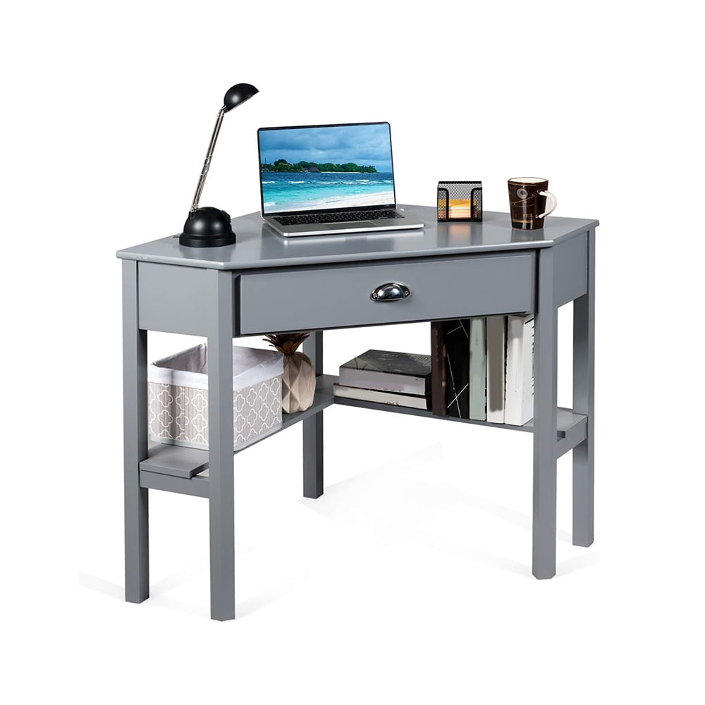 Computer Corner Desk, Wood Compact Home Office Writing Workstation with ...