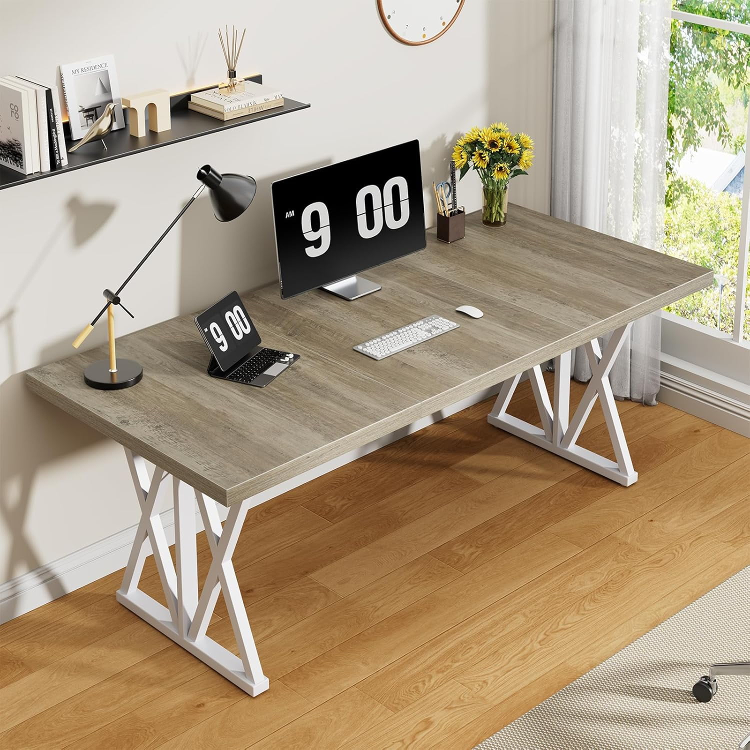 Computer Desk for 1-2 Person, 71 Inch Large Office Executive Desk with ...