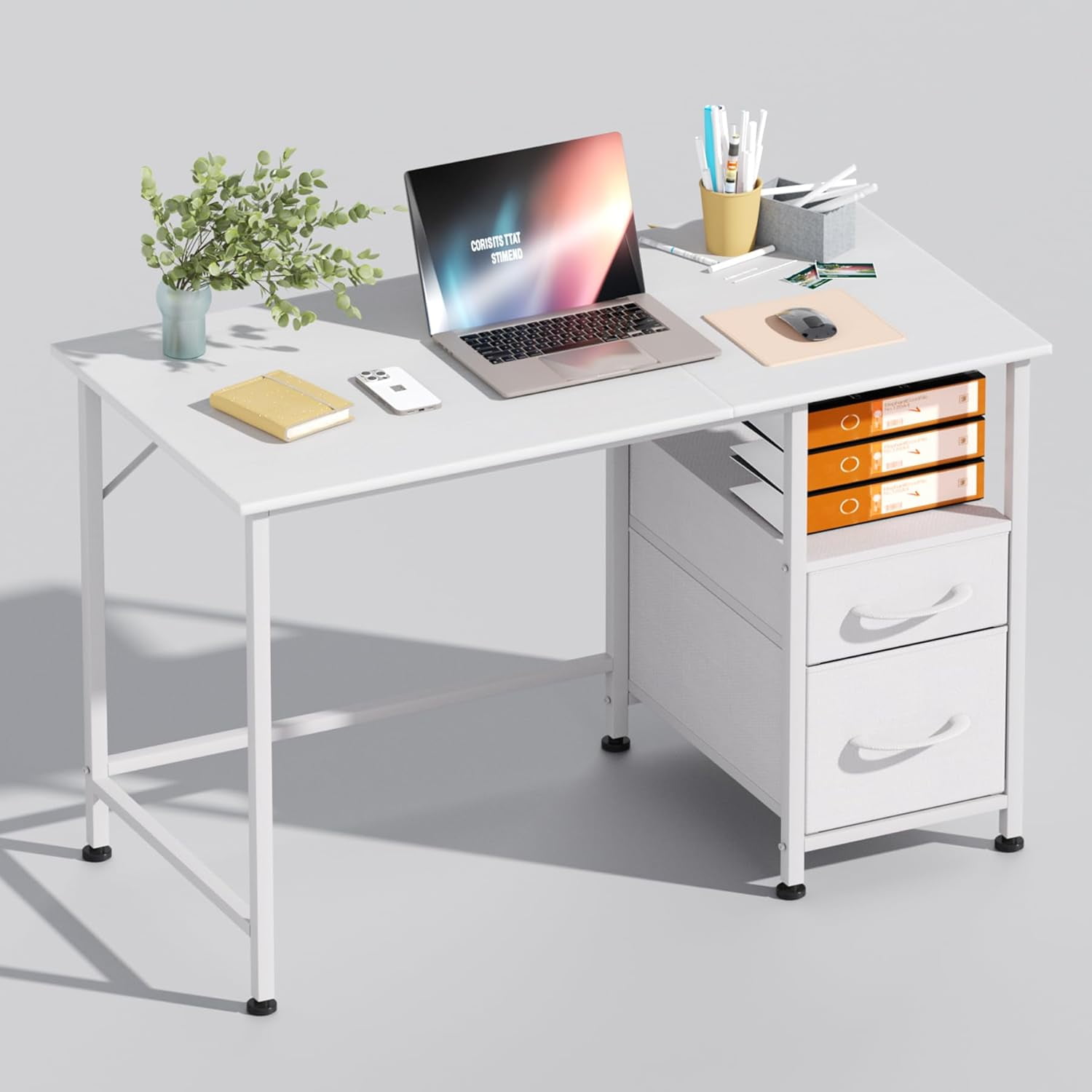 Computer Desk with 2 Drawers, 40 Inch Small Home Office Desks with ...