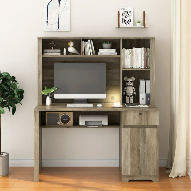 Computer Desk with 3 Ac Outlets And 2 Usb Charging Ports and Wire Hole ...